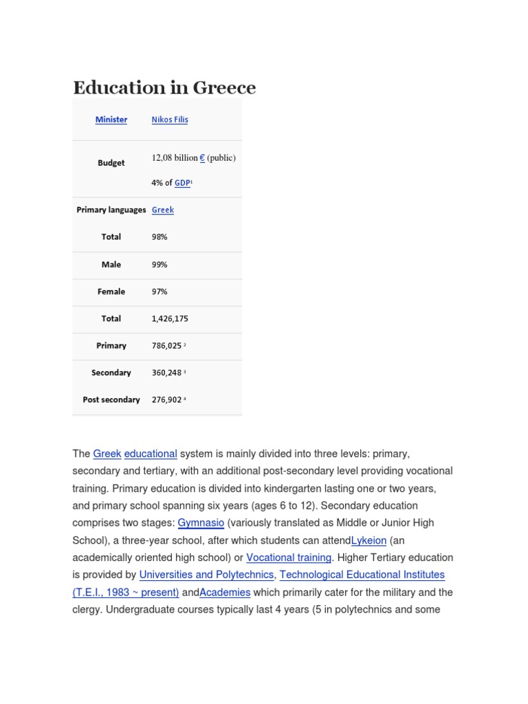 Education in Greece: Minister | PDF | Sharing | Academia