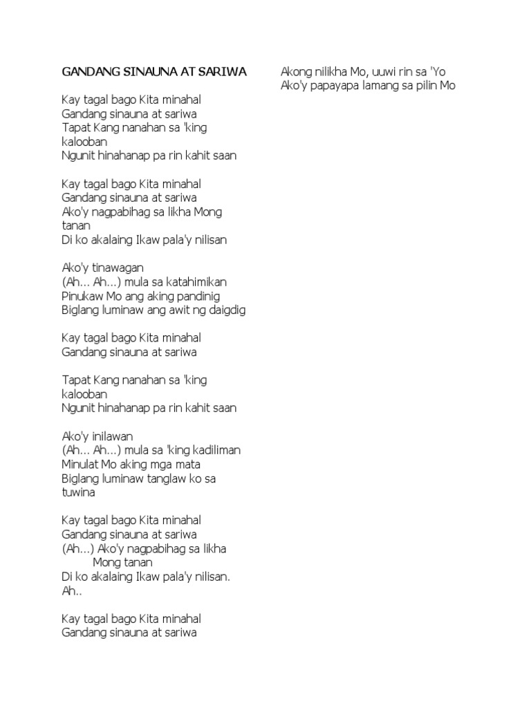 Gandang Sinauna at Sariwa | PDF