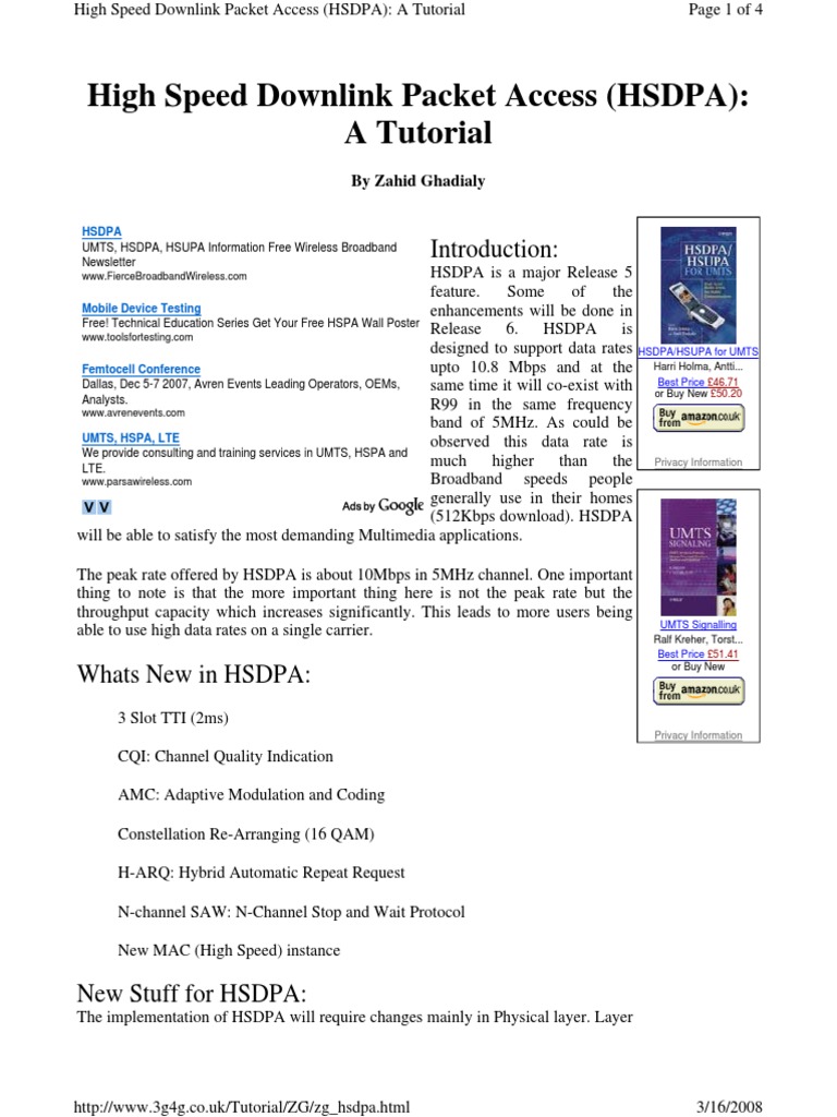 High Speed Downlink Packet Access (HSDPA) : A Tutorial: by Zahid Ghadialy | PDF | High Speed ...