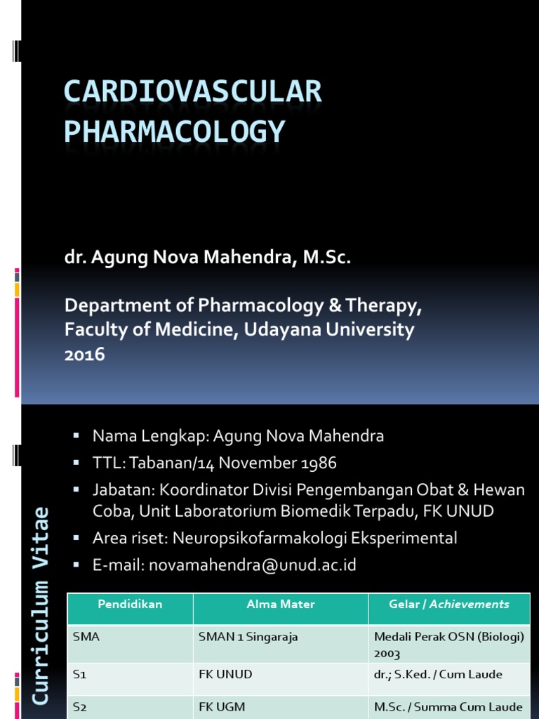Cardiovascular Pharmacology | PDF | Cardiovascular System | Medical ...