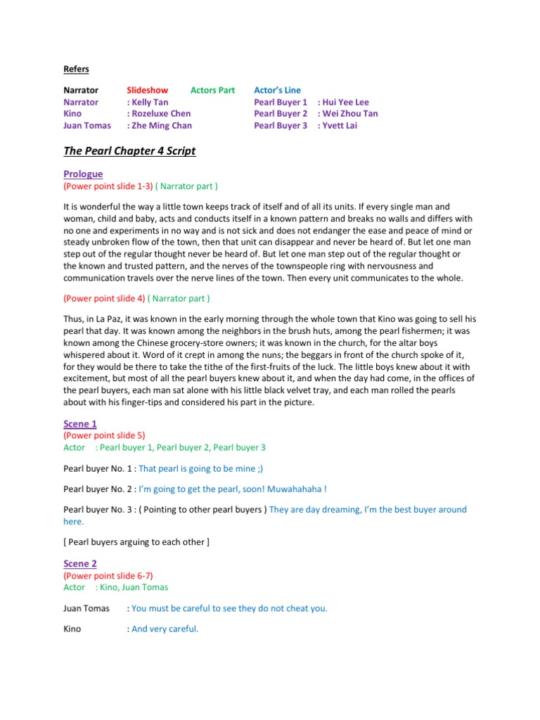 The Pearl Chapter IV Script | PDF