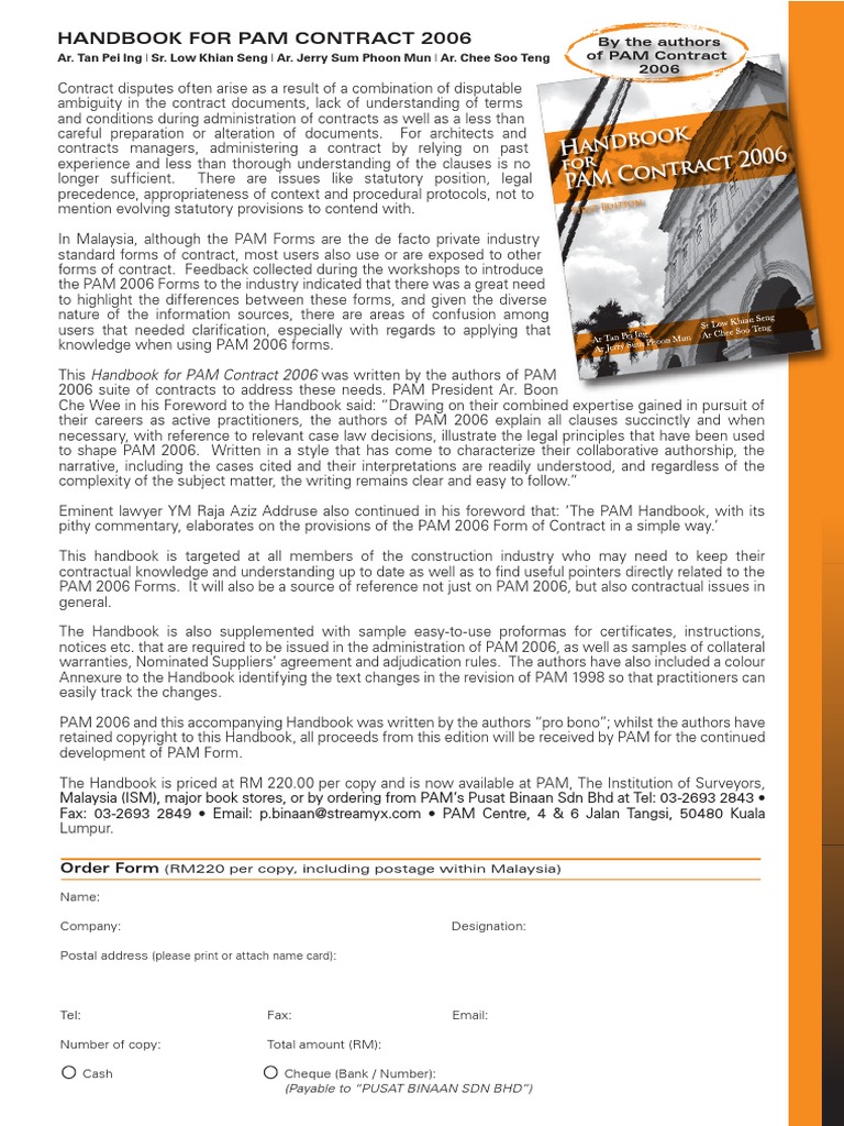 Handbook For Pam Contract 2006 (Order Form) | PDF | Justice | Crime & Violence