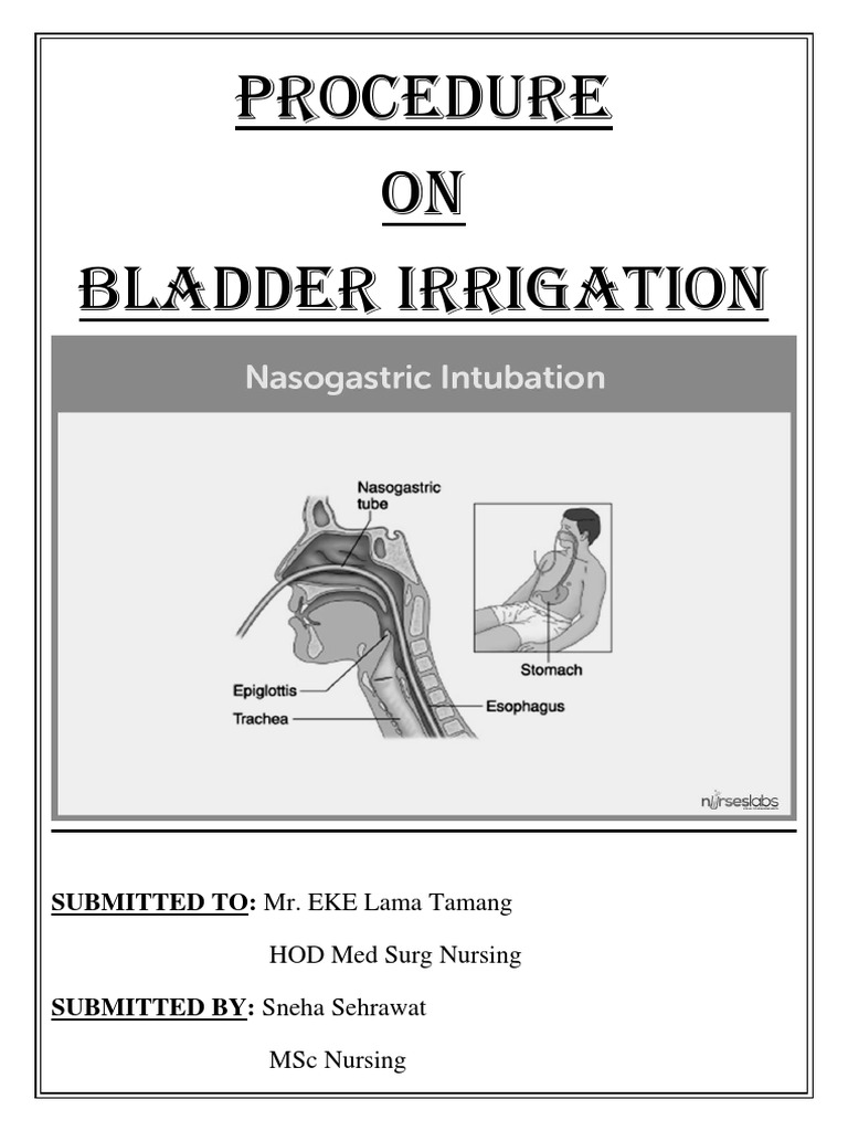Procedure ON Bladder Irrigation: SUBMITTED TO: Mr. EKE Lama Tamang ...
