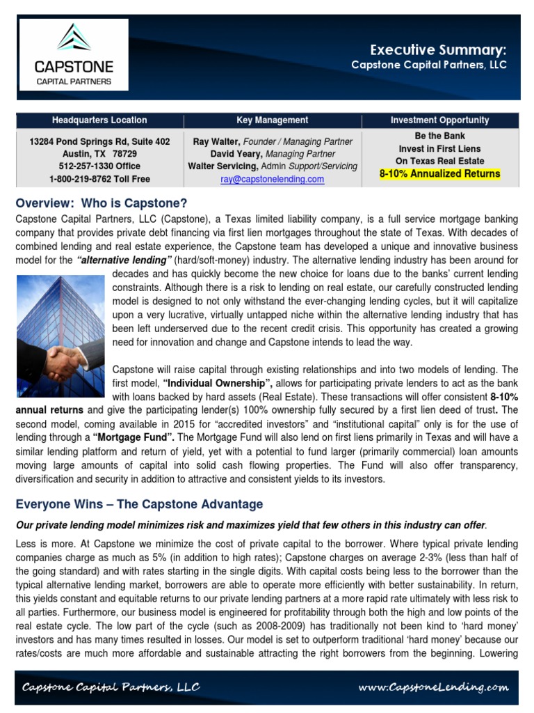 Capstone Executive Summary | Download Free PDF | Loan To Value Ratio ...