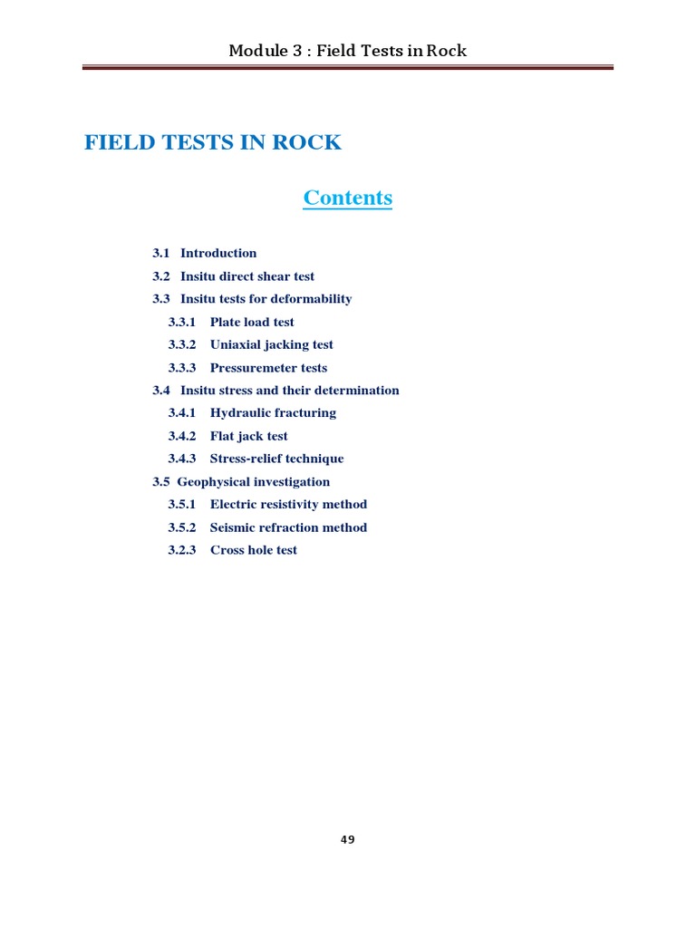 UNIT 4 Field Tests in Rock | PDF | Seismology | Stress (Mechanics)