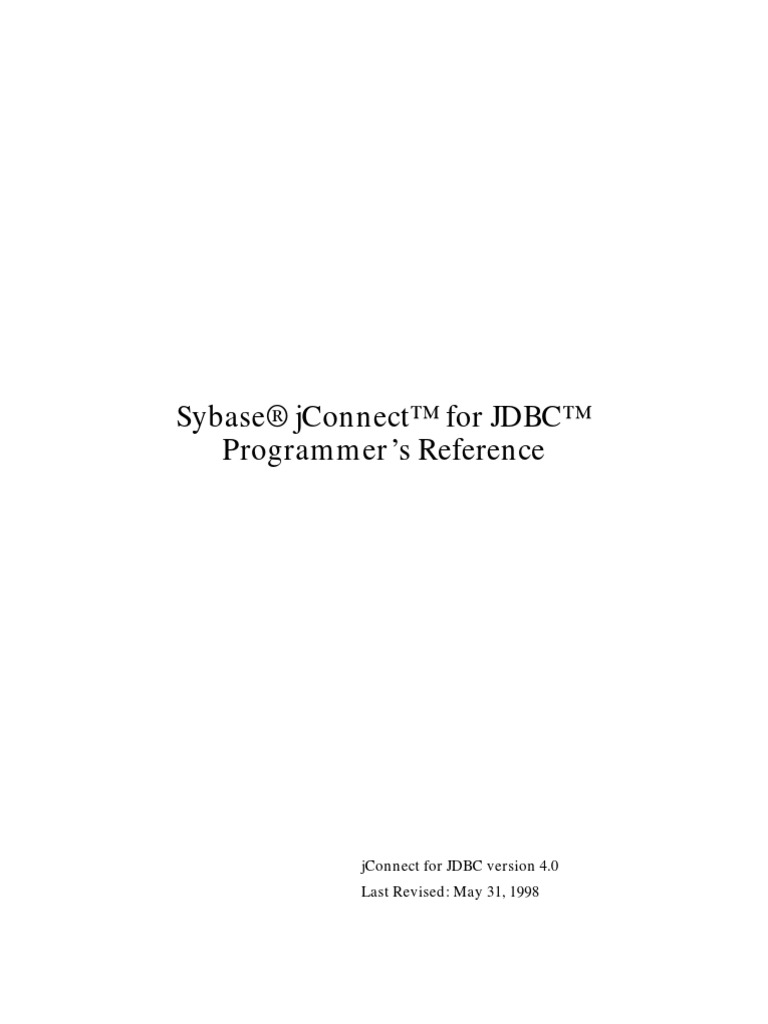 Sybase Jconnect For JDBC PDF | PDF | Application Programming Interface | Databases