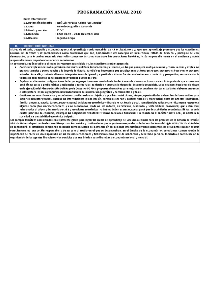 Programación Anual 2016 | PDF | Ciencias económicas | Perú