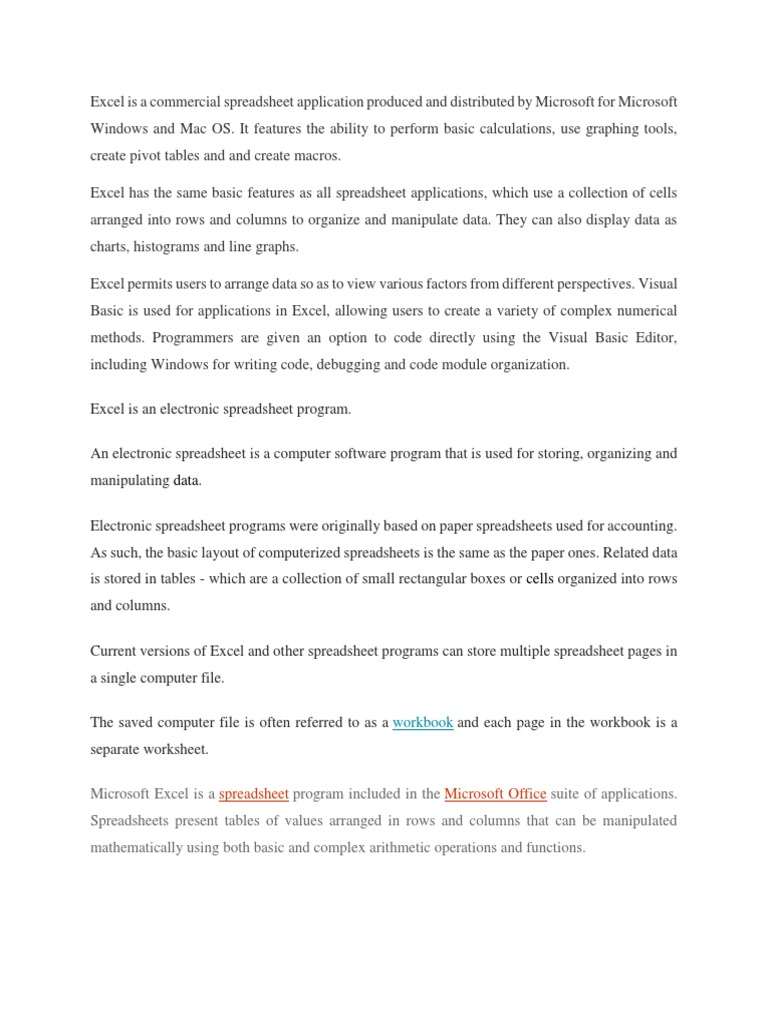 Spreadsheet Microsoft Office: Workbook | PDF | Microsoft Excel ...