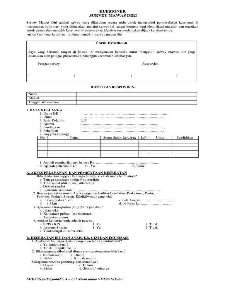Contoh Kuesioner SMD | PDF