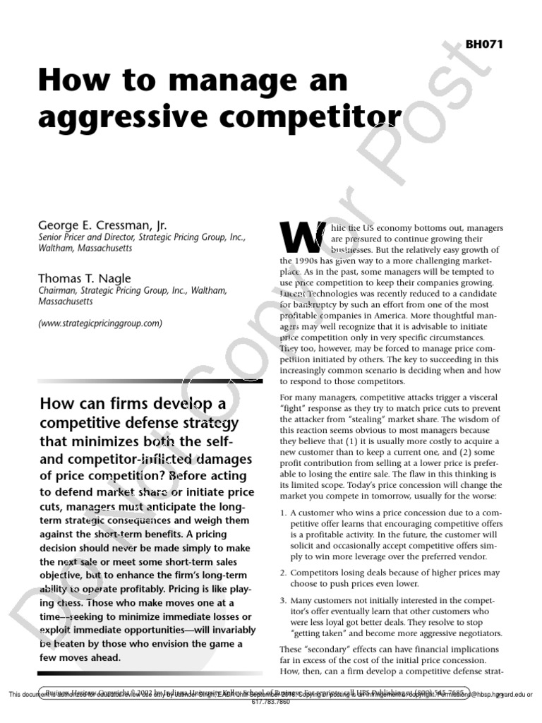 How To Manage An Aggressive Competitor | PDF | Competition | Strategic ...