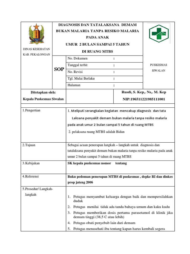 SOP Deman Bukan Malaria Tanpa Resiko Malaria | PDF