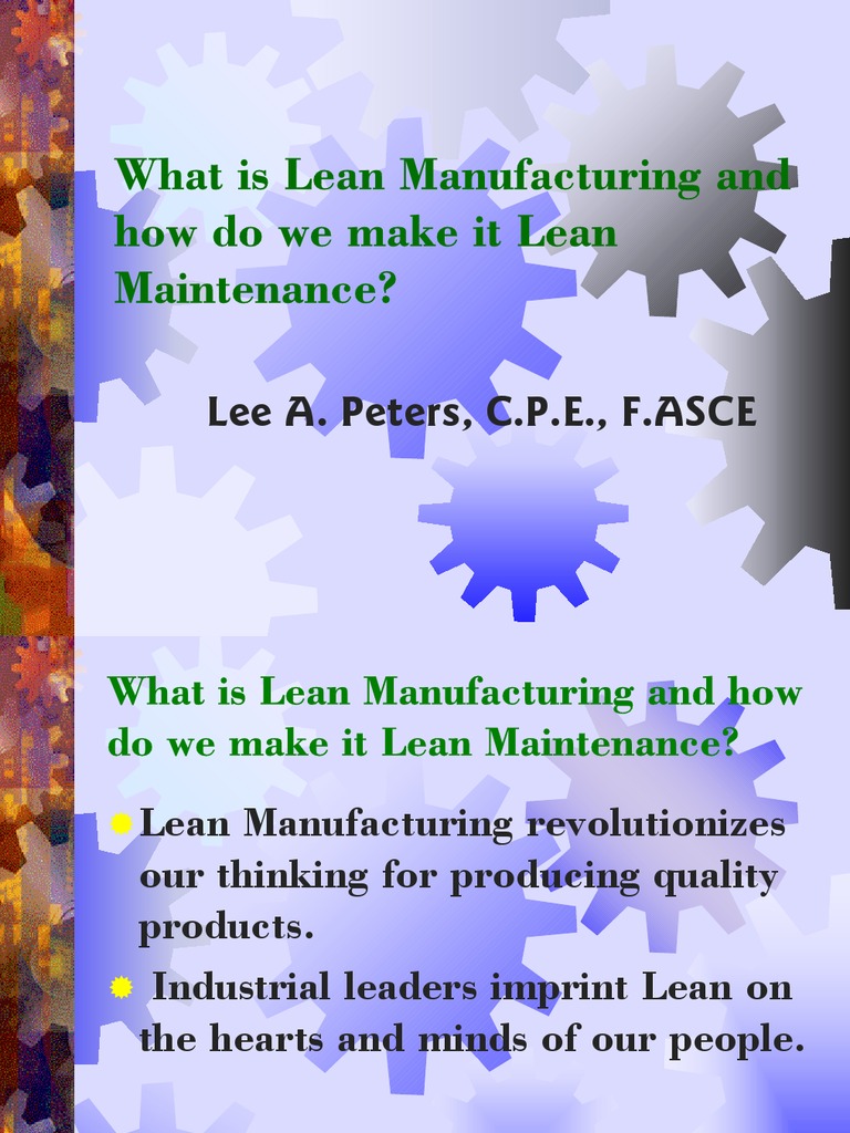 Lean Manufacturing & Maintenance | PDF | Lean Manufacturing ...