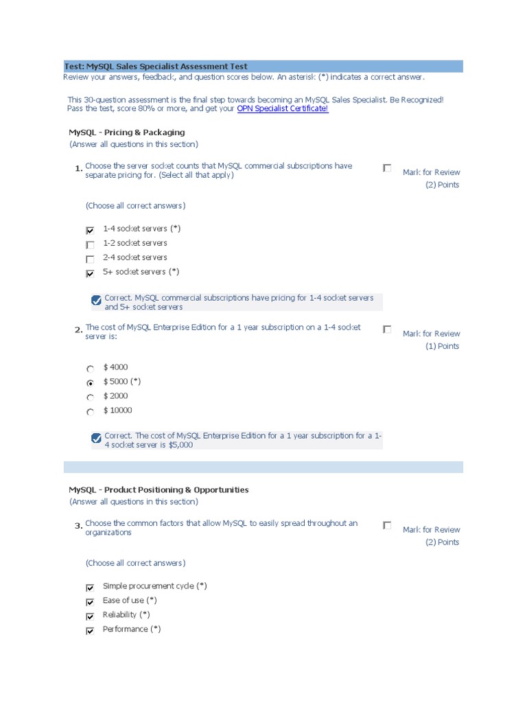MySQL Sales Specialist Assessment Test 1 | PDF | My Sql | Oracle Database