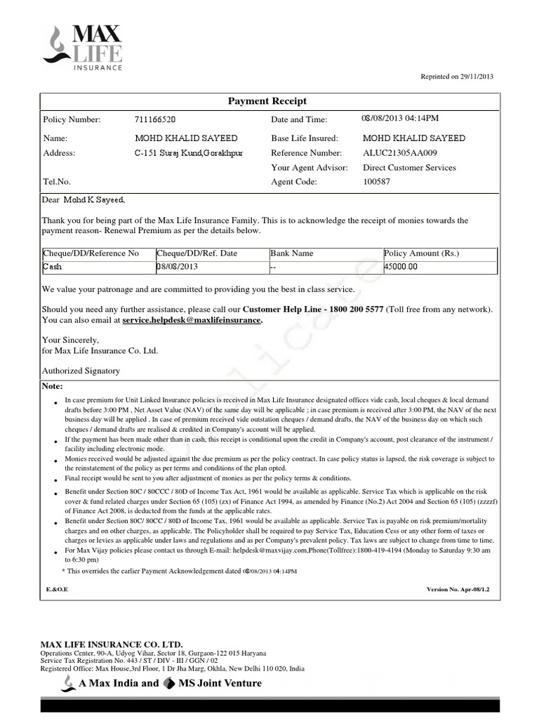 Payment Receipt: 711166520 Mohd Khalid Sayeed Mohd Khalid Sayeed C-151 ...