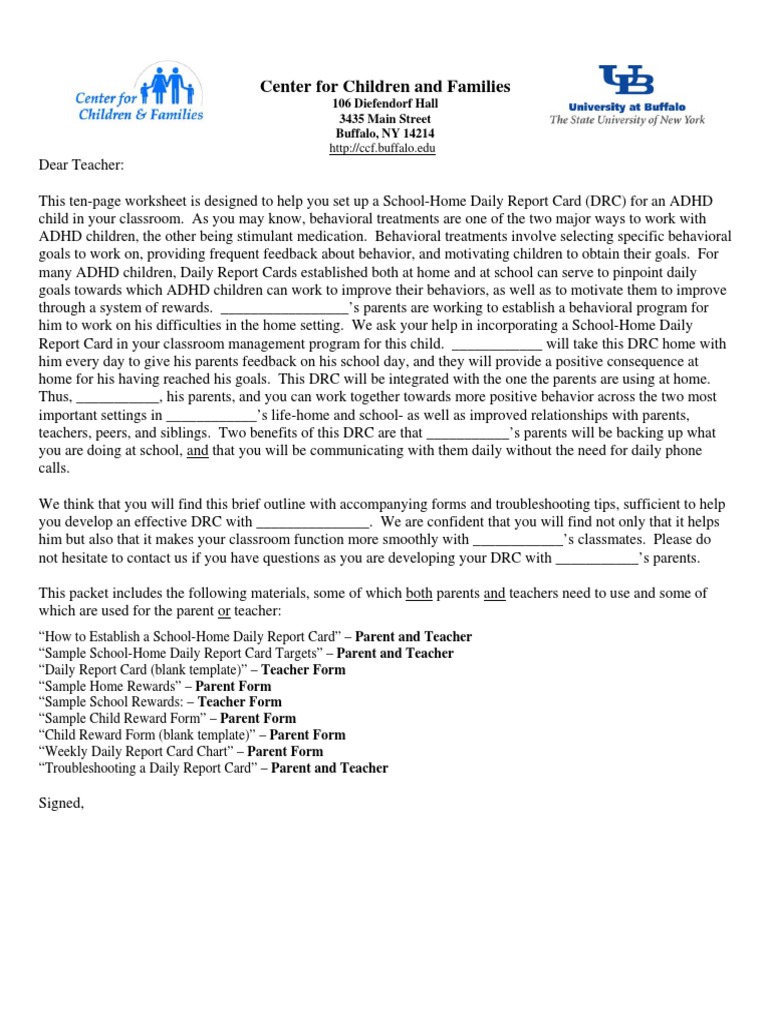 School Daily Report Card PDF | Download Free PDF | Reinforcement ...