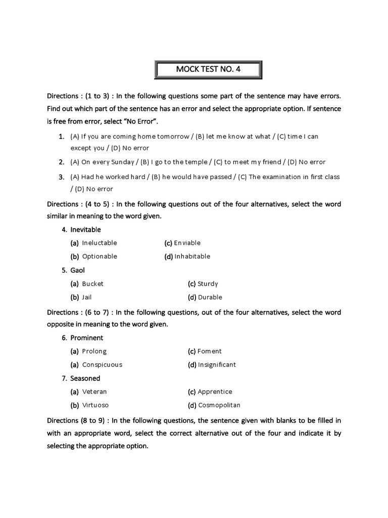 Mock Test No. 4 | PDF