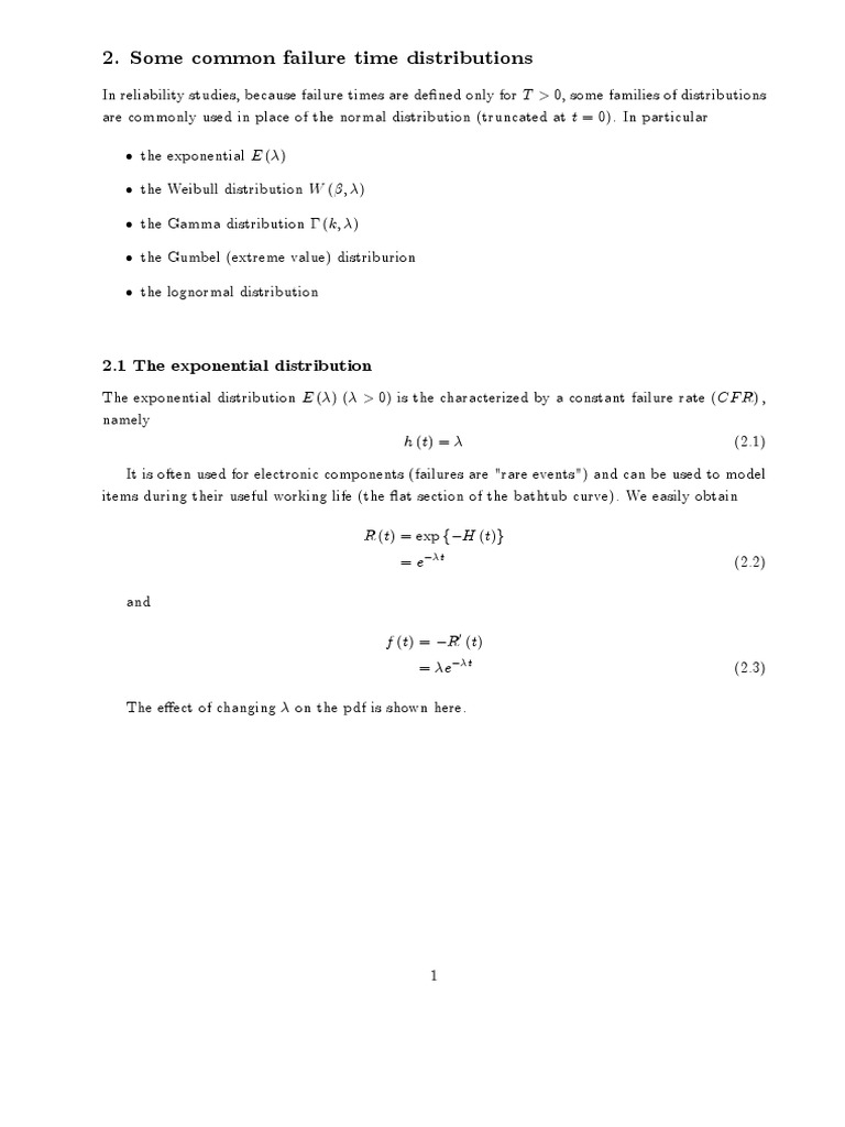Some Common Failure Time Distributions: 2.1 The Exponential ...