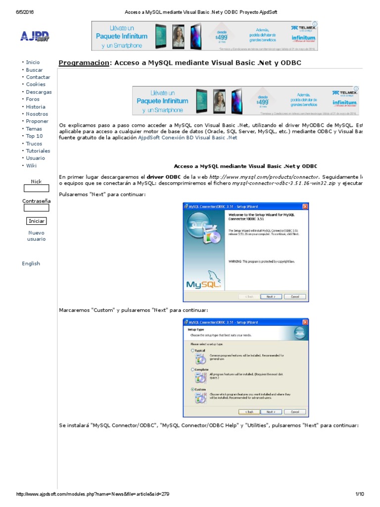 Acceso A MySQL Mediante Visual Basic | PDF | Mi sql | .NET Framework