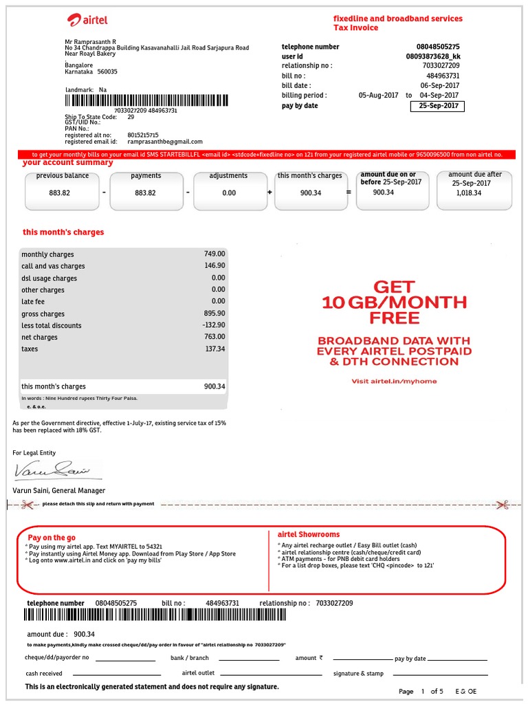 Broadband Bill - Unlocked | PDF | Tamil Nadu | Invoice
