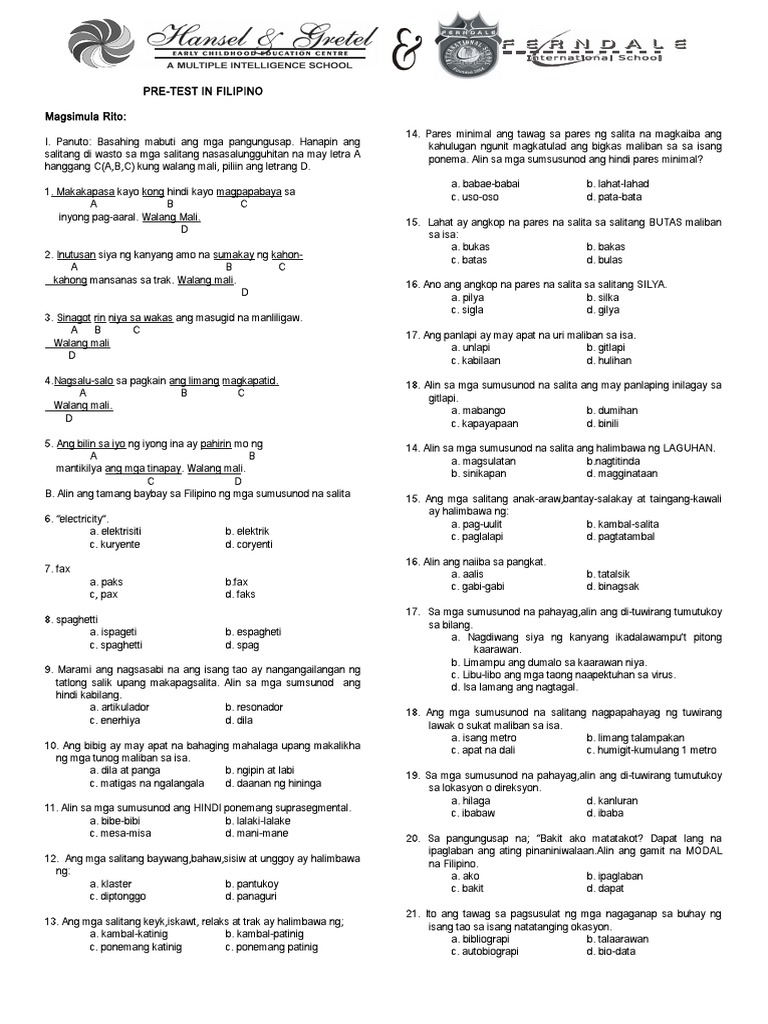 Pre Test 2 | PDF