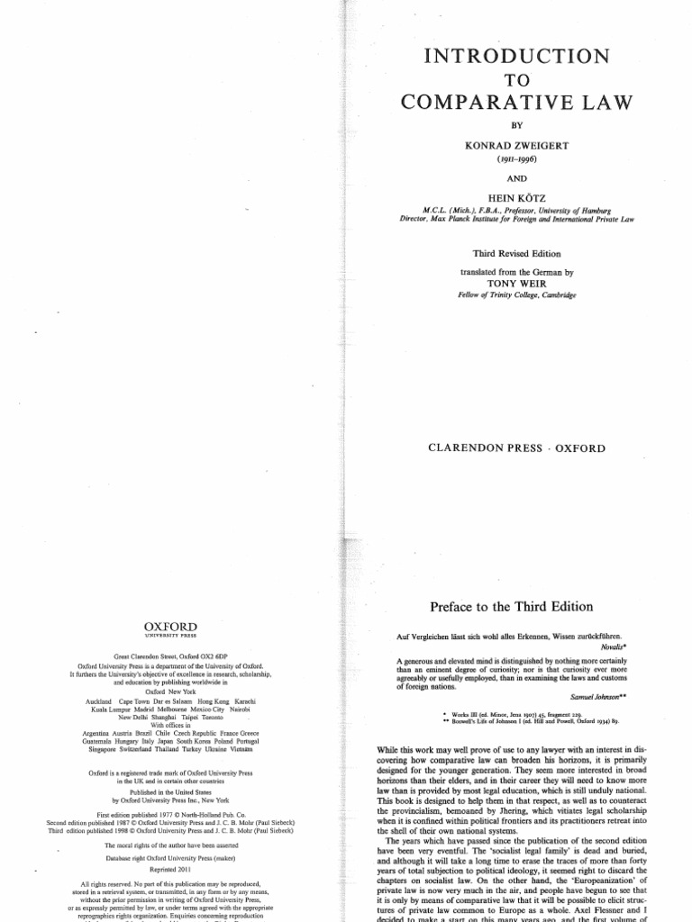 An Introduction To Comparative Law - Zweigert Kötz | PDF | Comparative ...