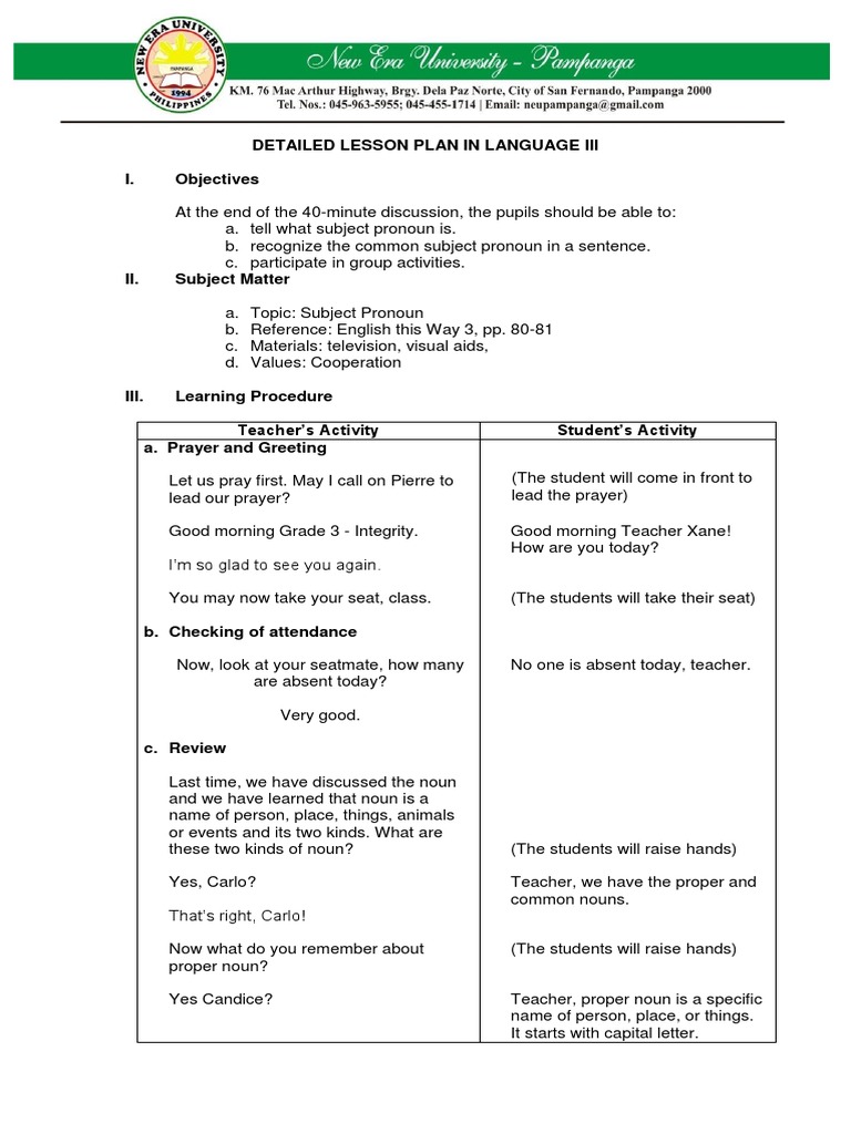 Detailed Lesson Plan in Language 3.docx | Lesson Plan | Cognition Detailed Lesson Plan in Language 3.docx | Lesson Plan | Cognition