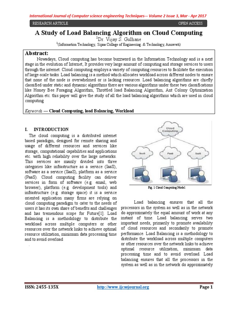 A Study of Load Balancing Algorithm On Cloud Computing: Abstract | PDF ...