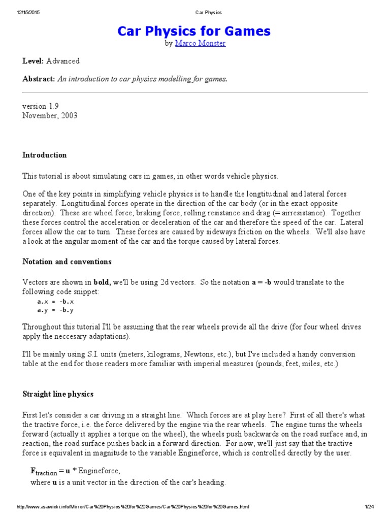 Car Physics | Download Free PDF | Torque | Transmission (Mechanics)