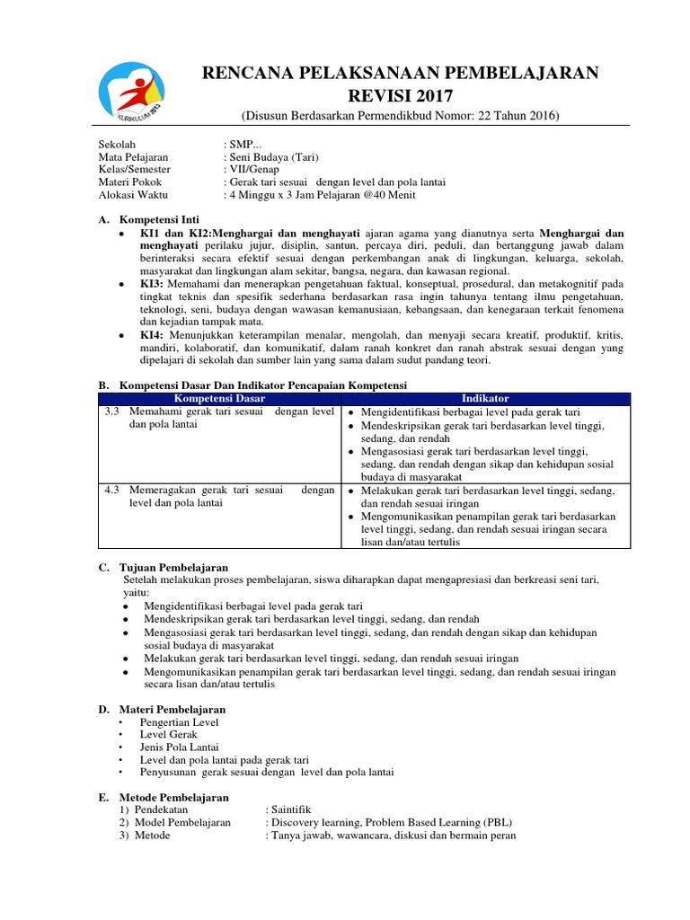 Contoh RPP SENI BUDAYA | PDF