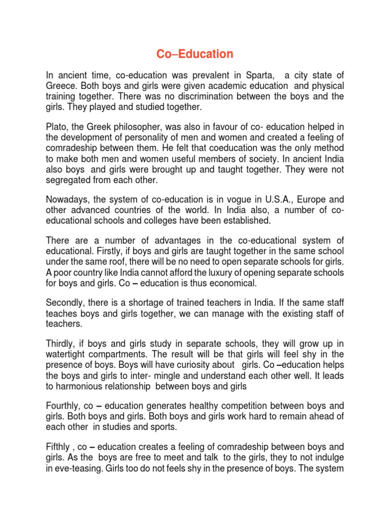 Co Education | PDF | Human Sexuality | Gender