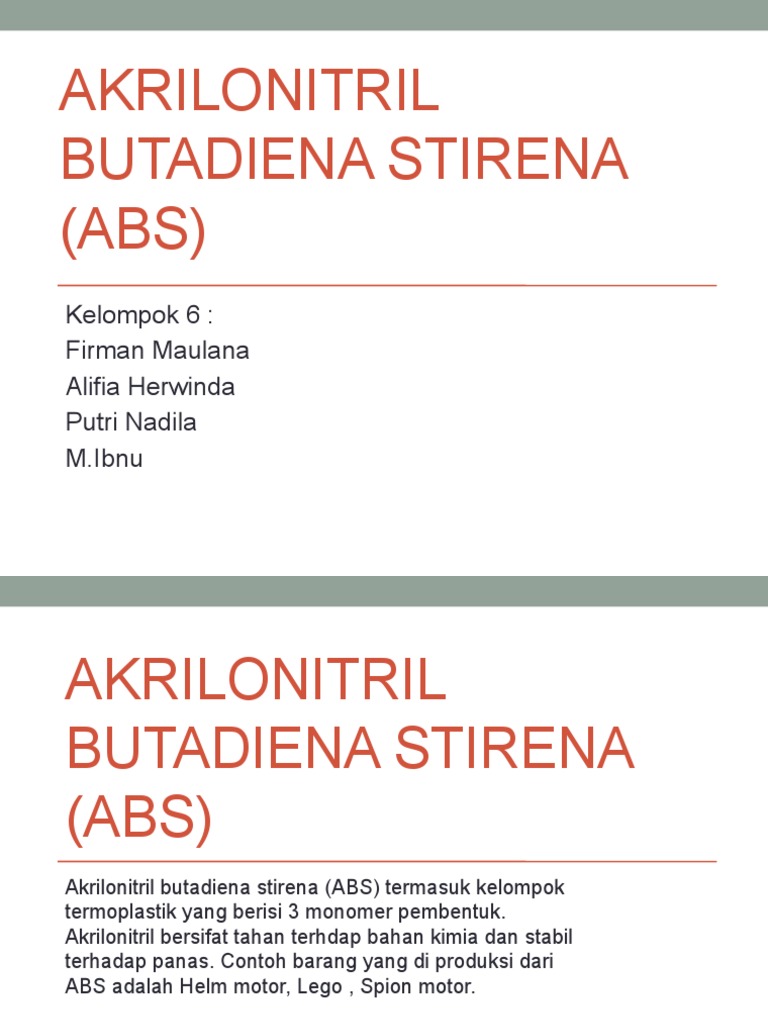 Akrilonitril Butadiena Stirena (ABS) | PDF