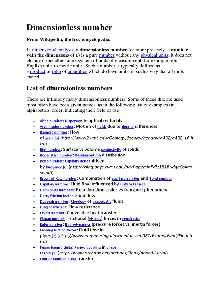 Overview of Dimensionless Numbers | PDF | Fluid Dynamics | Reynolds Number