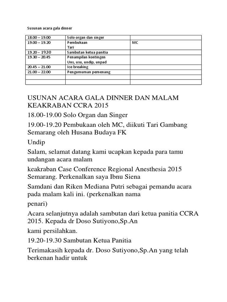 Susunan Acara Gala Dinner | PDF