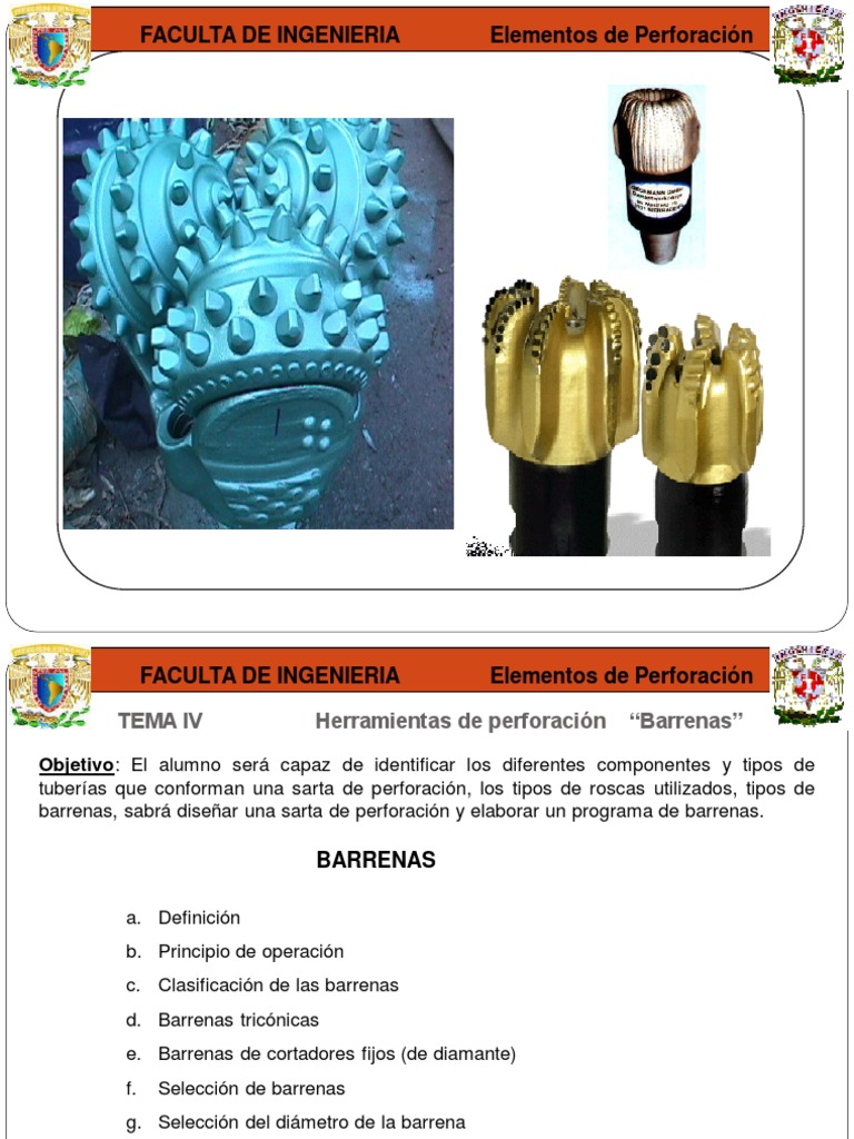 Tipos y características de barrenas | PDF | Diamante | Herramientas