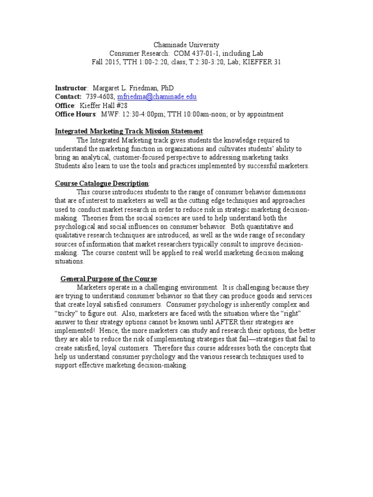 #Margaret Friedman - COM437L | PDF | Marketing Research | Academic ...