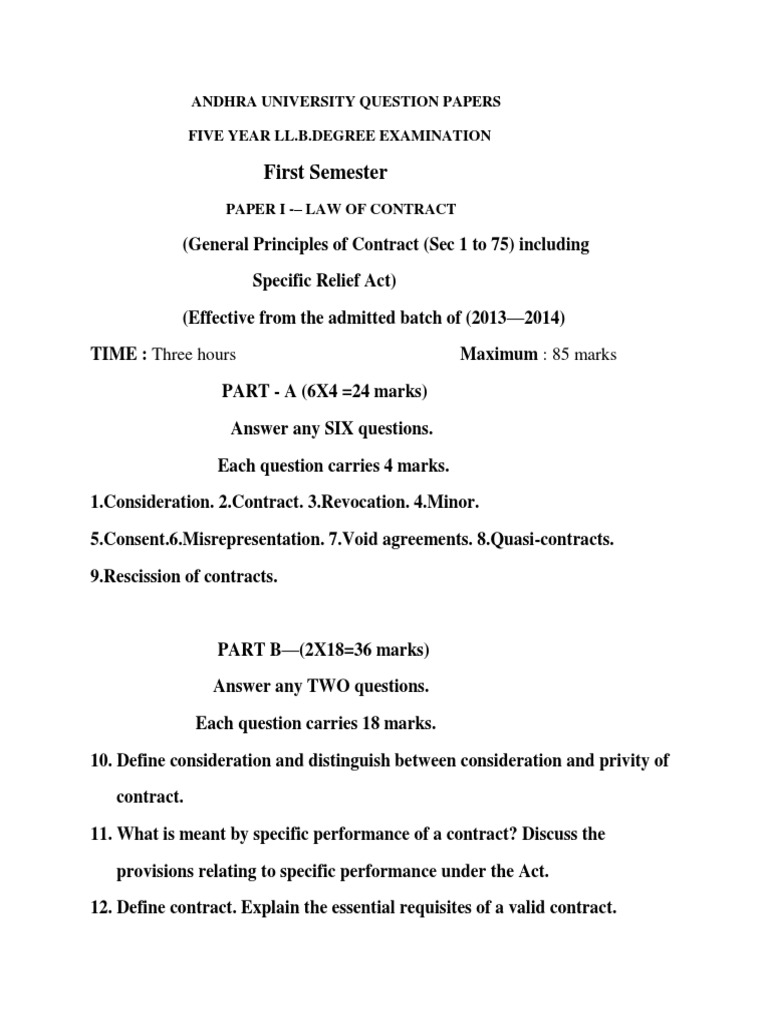 Andhra University Question Papers 5 Years LLB | PDF | Demand | Economics