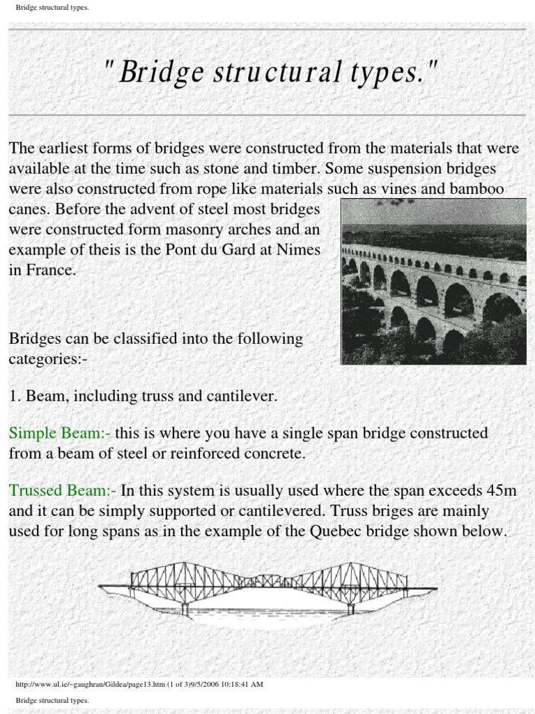Bridge Structural Types. | PDF | Social Science | Technology & Engineering