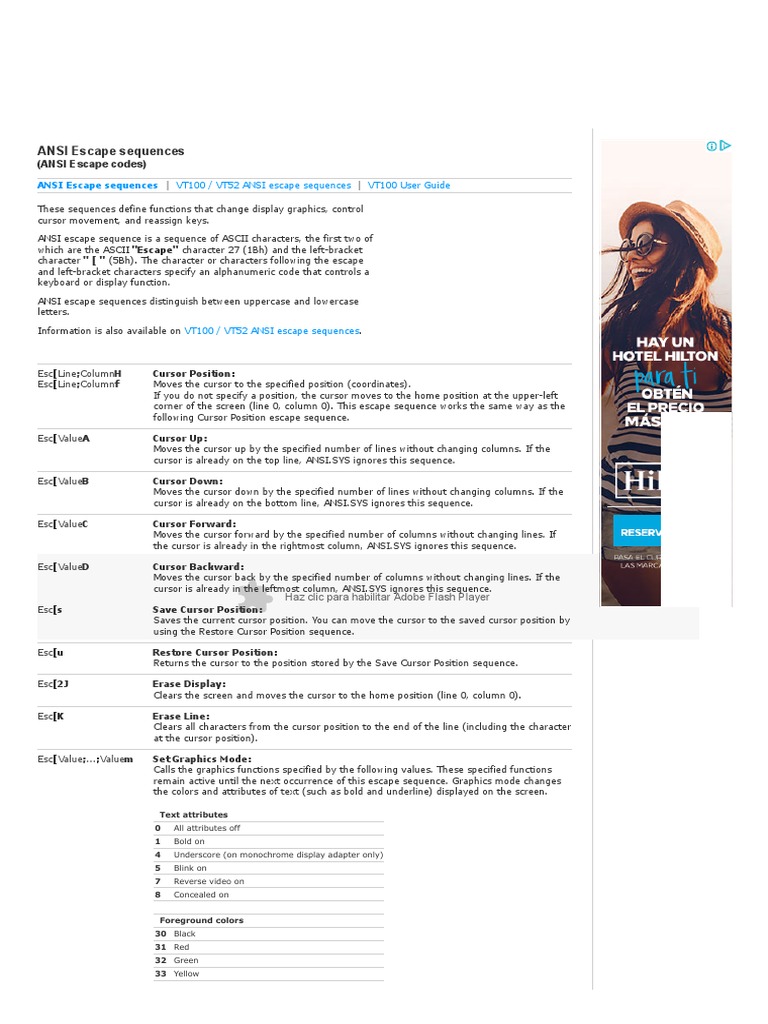 ASCII Table - ANSI Escape Sequences | PDF | Notation | Human–Computer Interaction