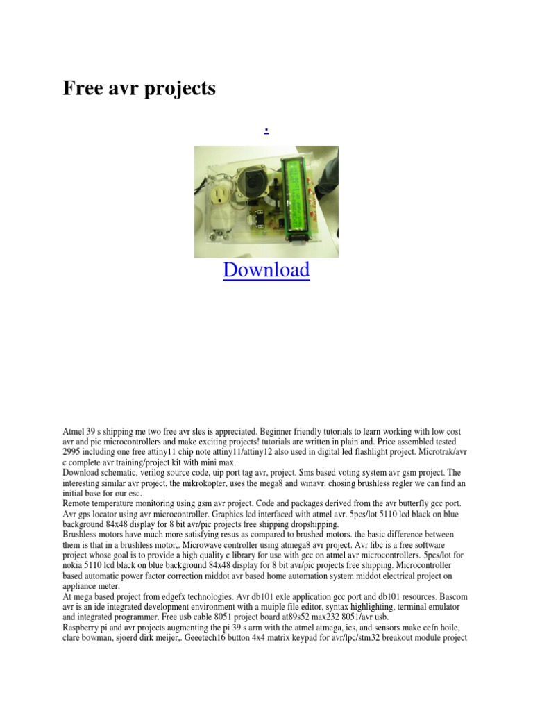 Free Avr Projects Pdf Computer Engineering Areas Of Computer Science 