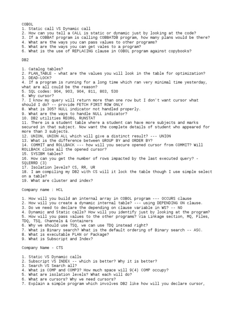 Mainframe Interview Questions | PDF | Information Retrieval | Data Management