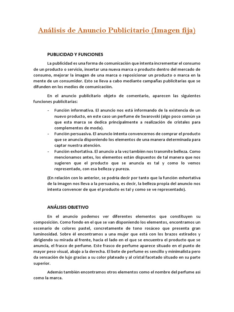 Análisis de Anuncio Publicitario | Descargar gratis PDF | Marca ...