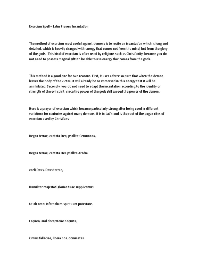 Exorcism Spell - Latin Prayer Incantation | PDF | Exorcism | Demons