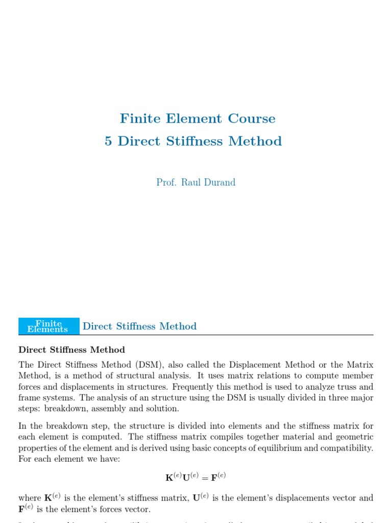 Direct Stiffness Method in FEM | PDF | Teaching Mathematics | Classical ...