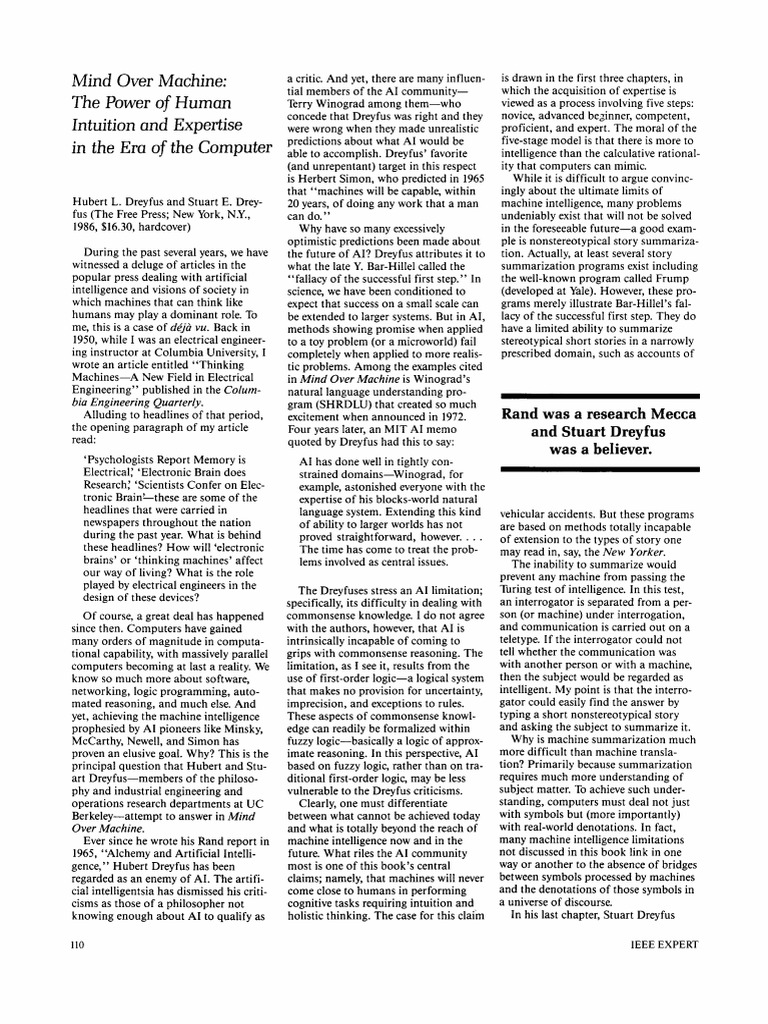 Mind Over Machine: The Power of Human Intuition and Expertise in The ...