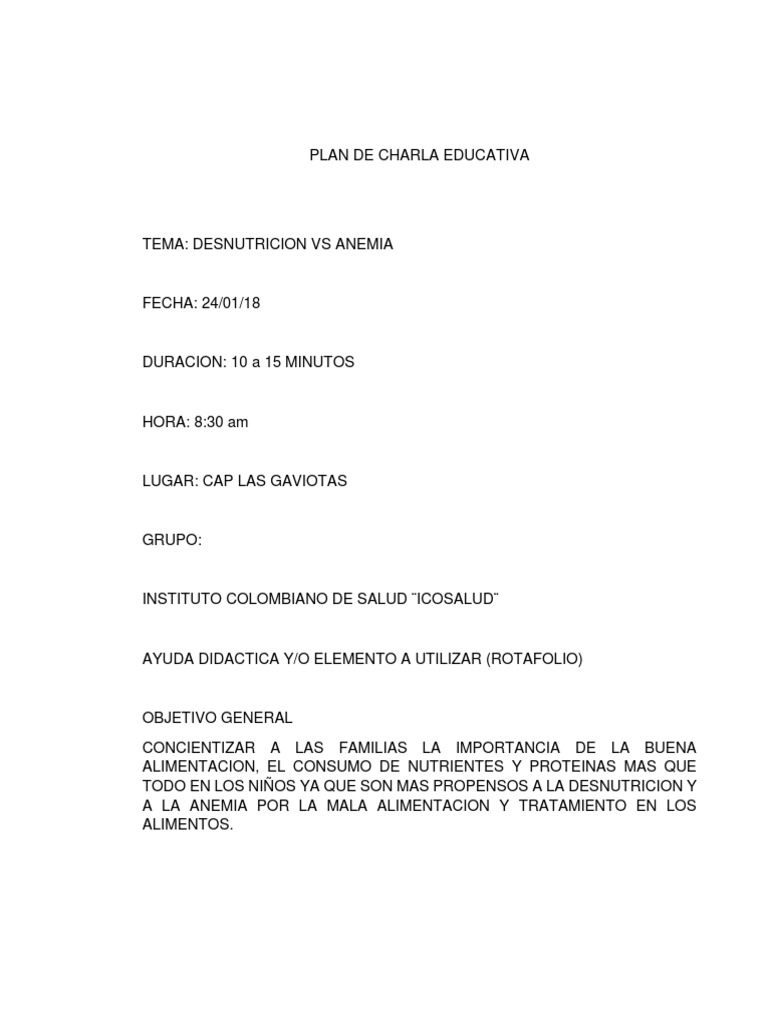 Plan de Charla Educativa | PDF