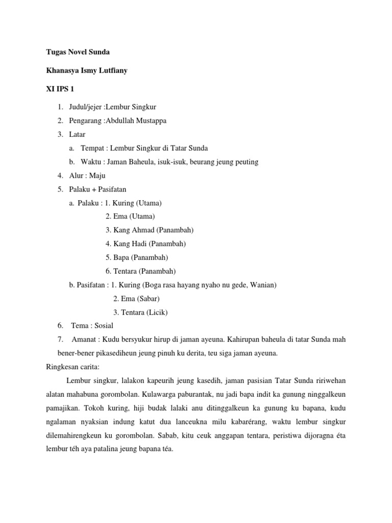 Resensi Novel Sunda Lembur Singkur | PDF