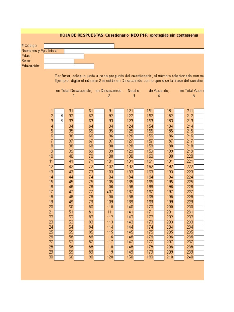 Neo PI-R ES Web | Idiomas