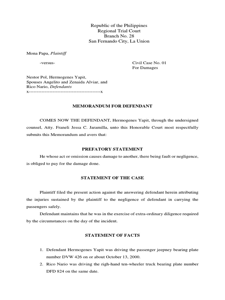 Memorandum | PDF | Negligence | Proximate Cause