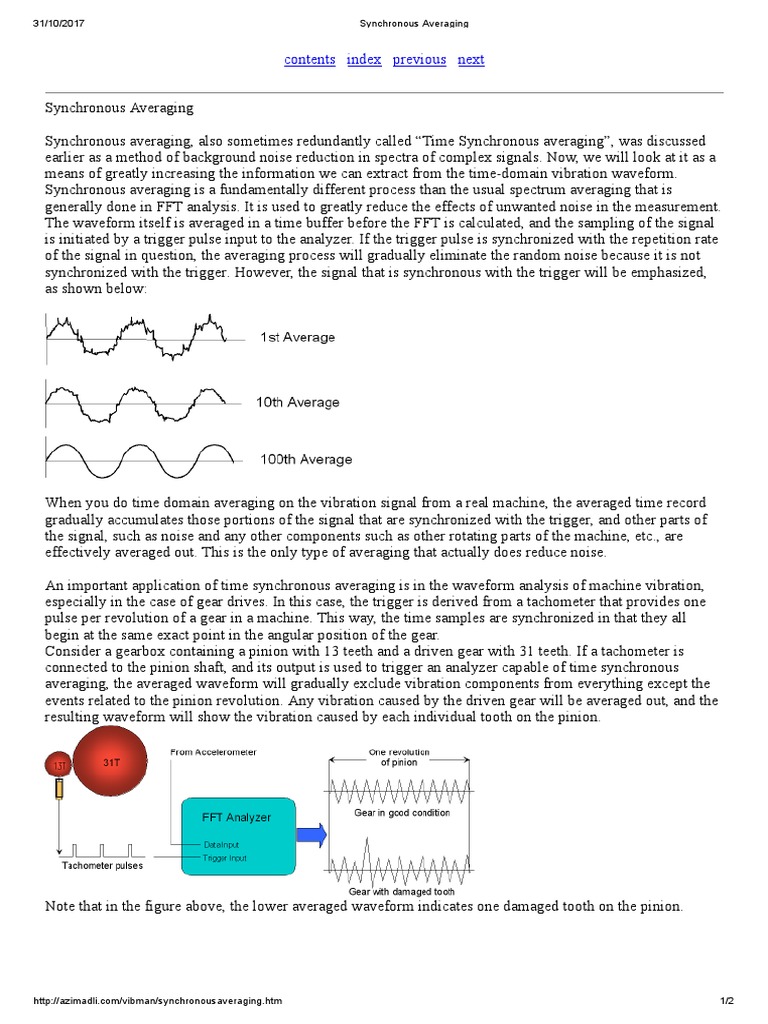 Synchronous Averaging | PDF | Gear | Spectral Density