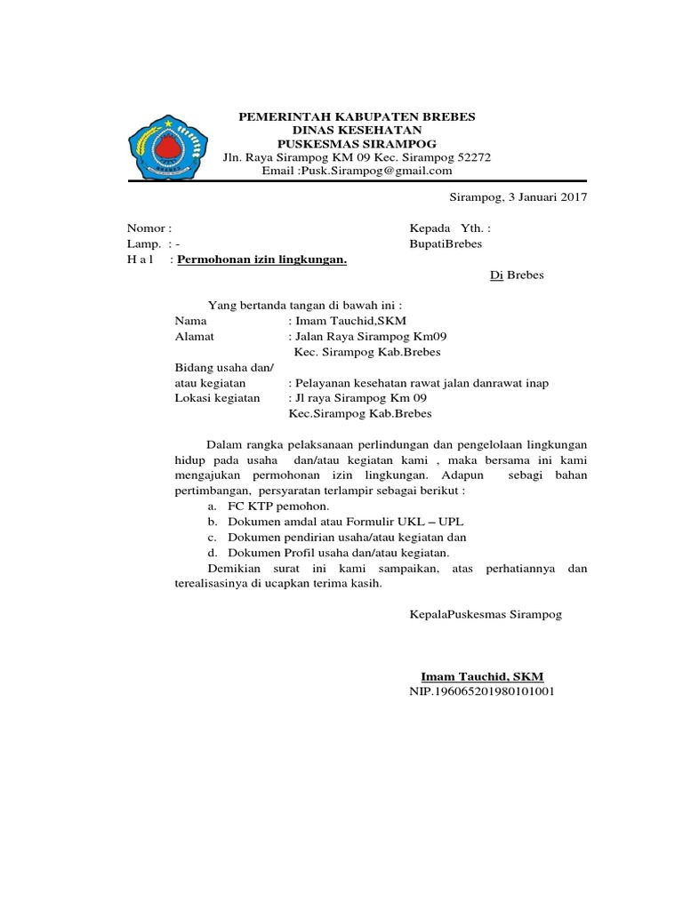 Permohonan Izin Lingkungan | PDF
